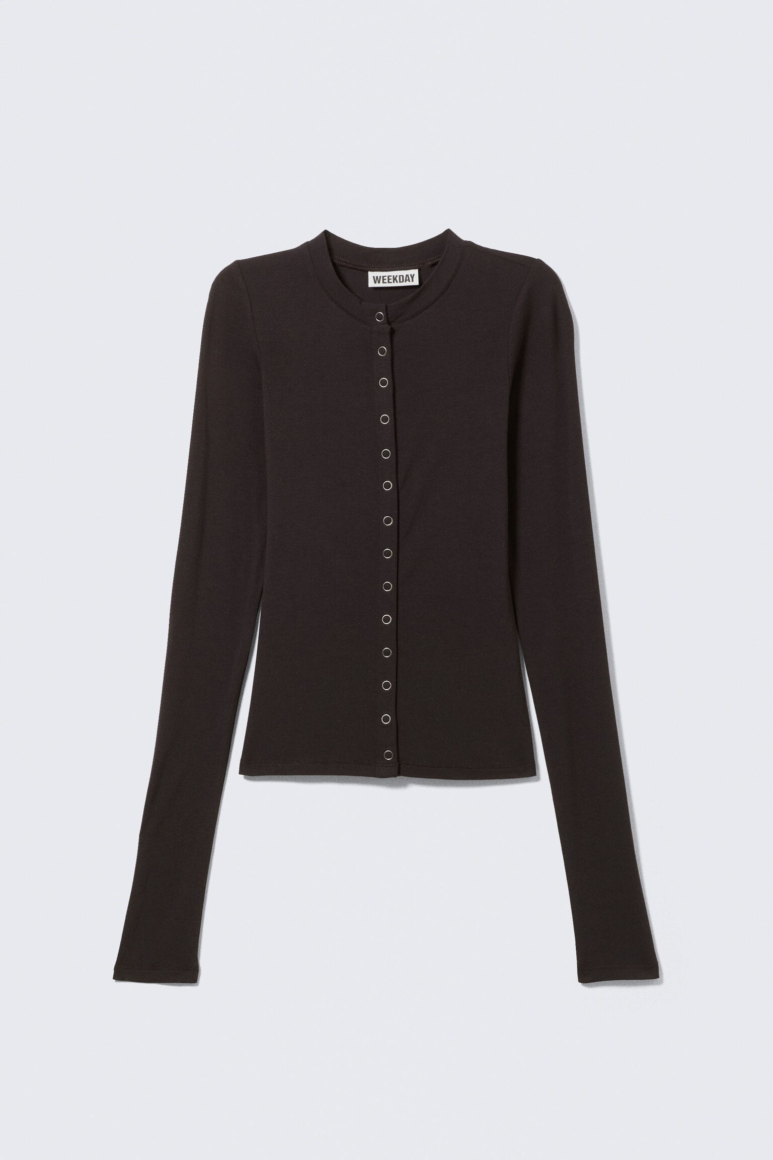 slim long-sleeved buttoned cardigan - Dark Brown | Weekday WW
