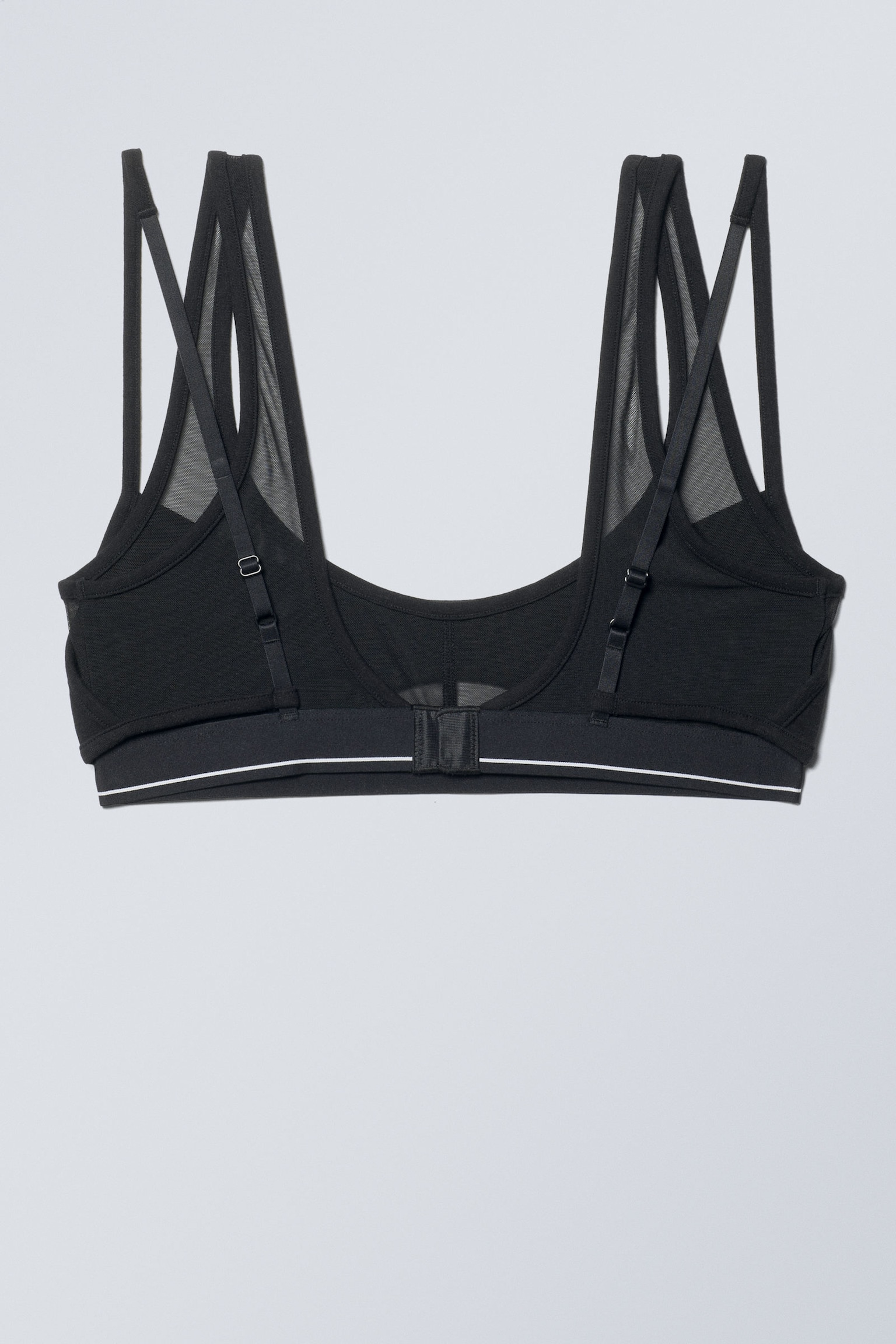 layered cotton mesh bra - Black Black | Weekday EU
