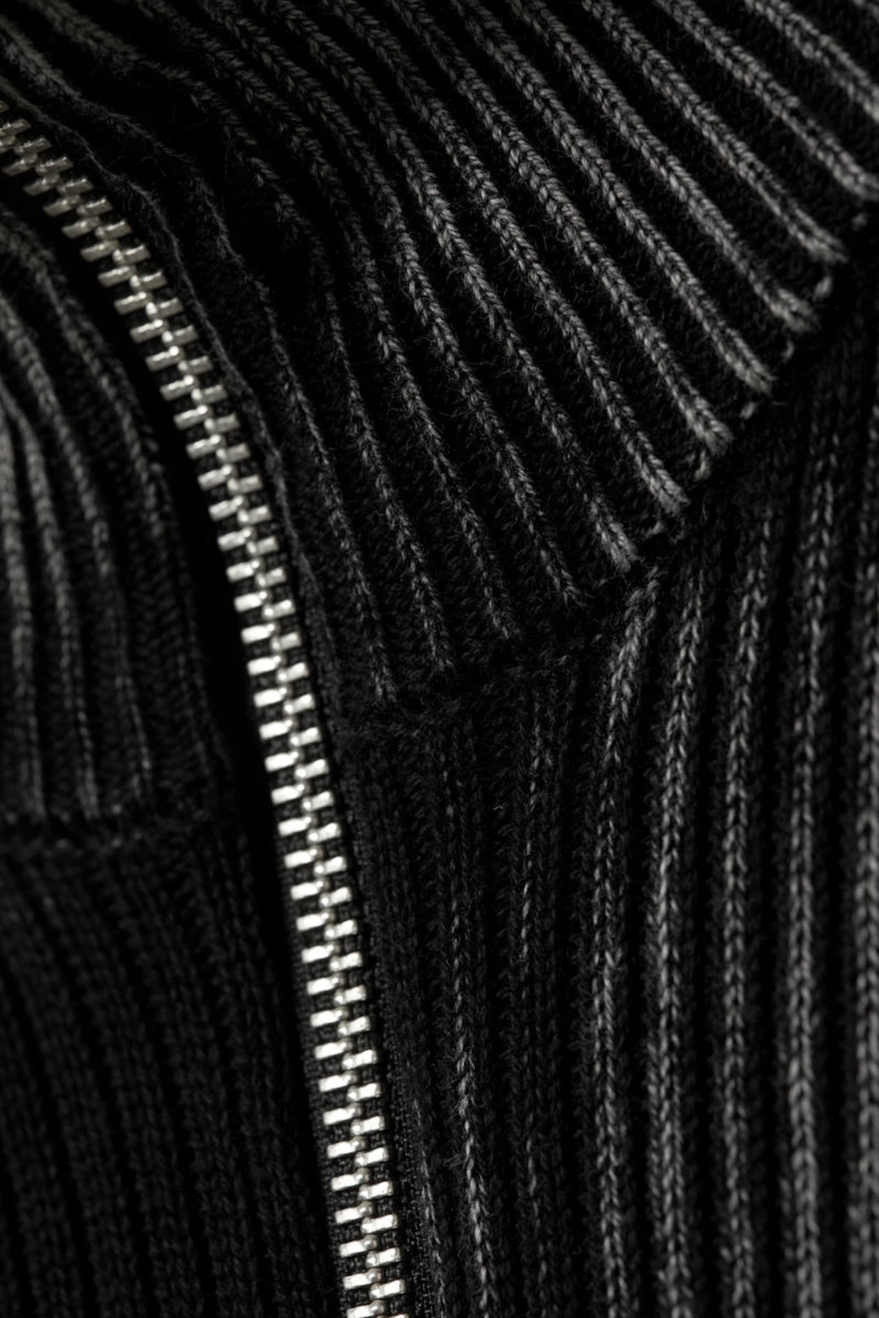 taiki rib knit zip cardigan - Two Tone Black & Grey Strokes | Weekday DK