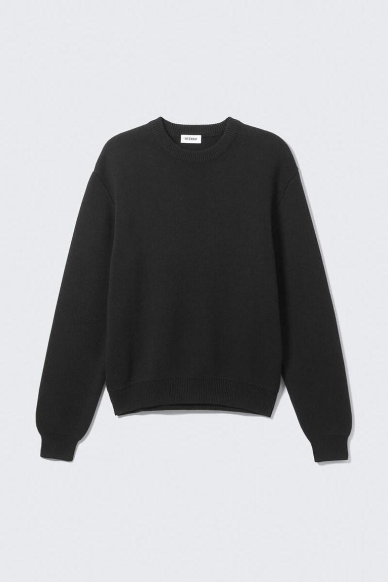 regular knitted cotton sweater - Black | Weekday GB