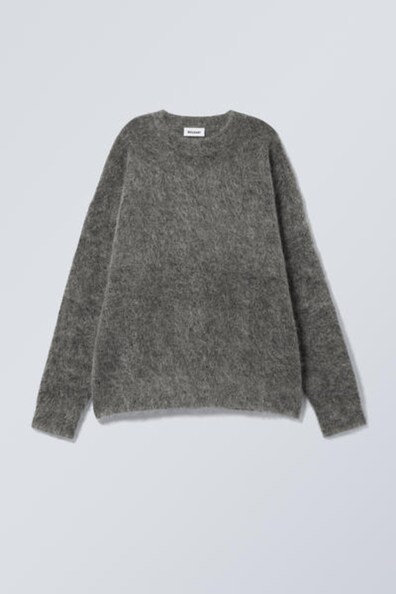 oversized knitted mohair blend sweater - Dark Grey | Weekday GB