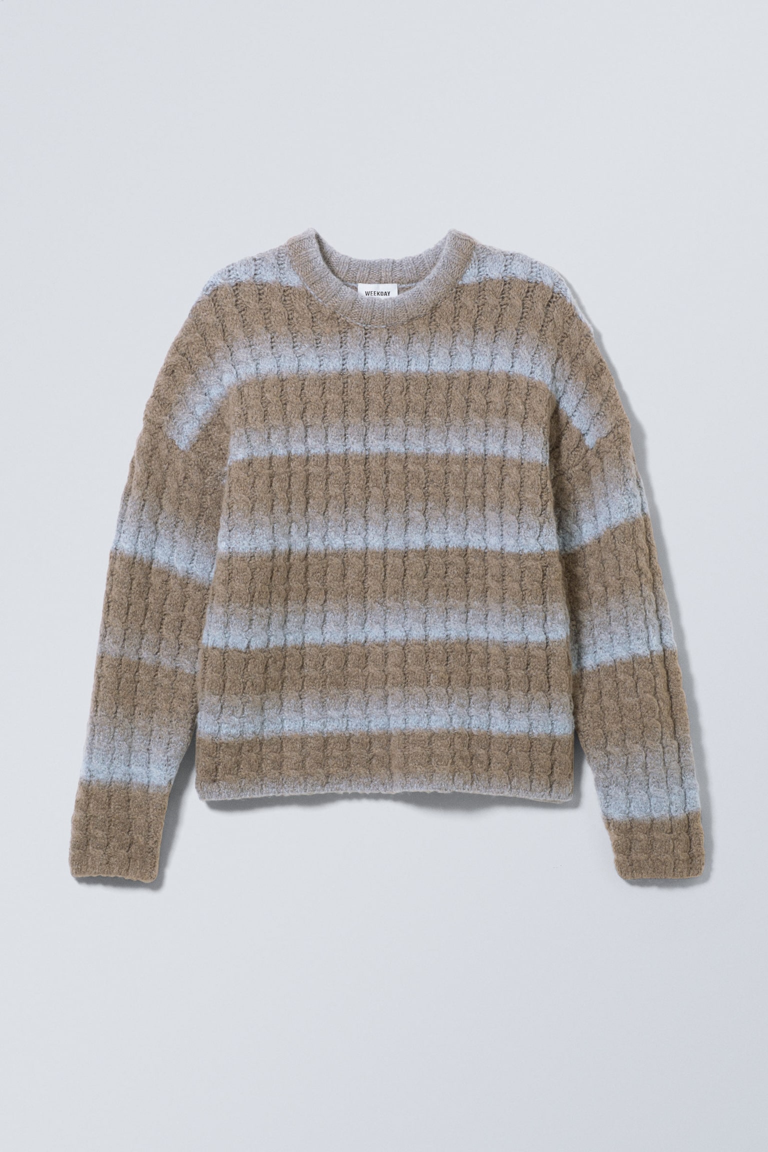 pullover aus wollmischung connor - Taupe/Hellblau gestreift | Weekday DE